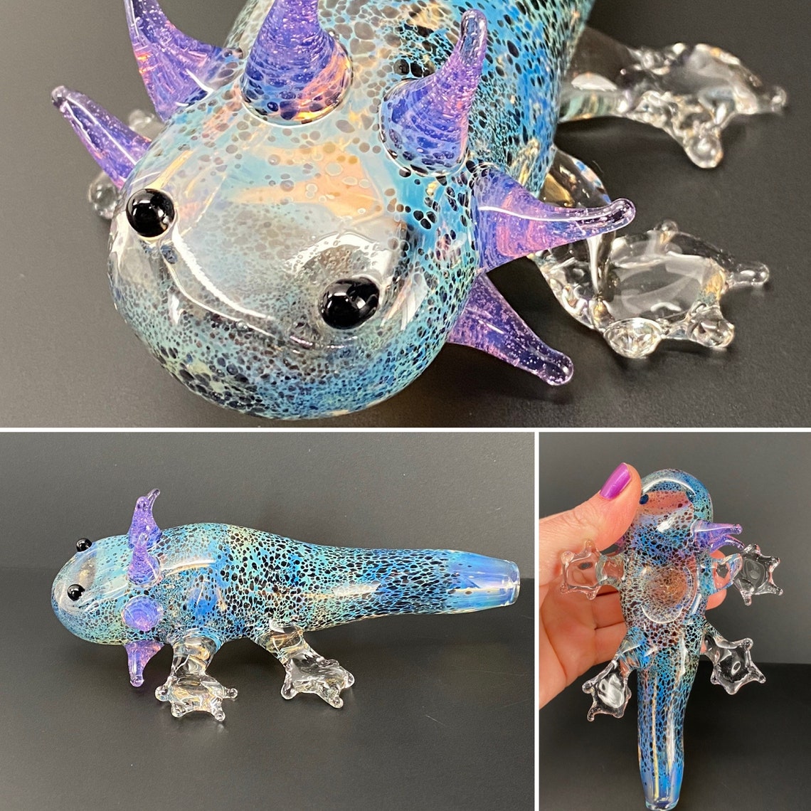 Axolotl Pipe Friend Mudpuppy Bowl Cute Adorable Hand Blown - Etsy