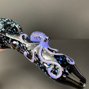 Glass Octopus Pipe - Purple & Black Hand Blown Smoking Pipe - Glass ...