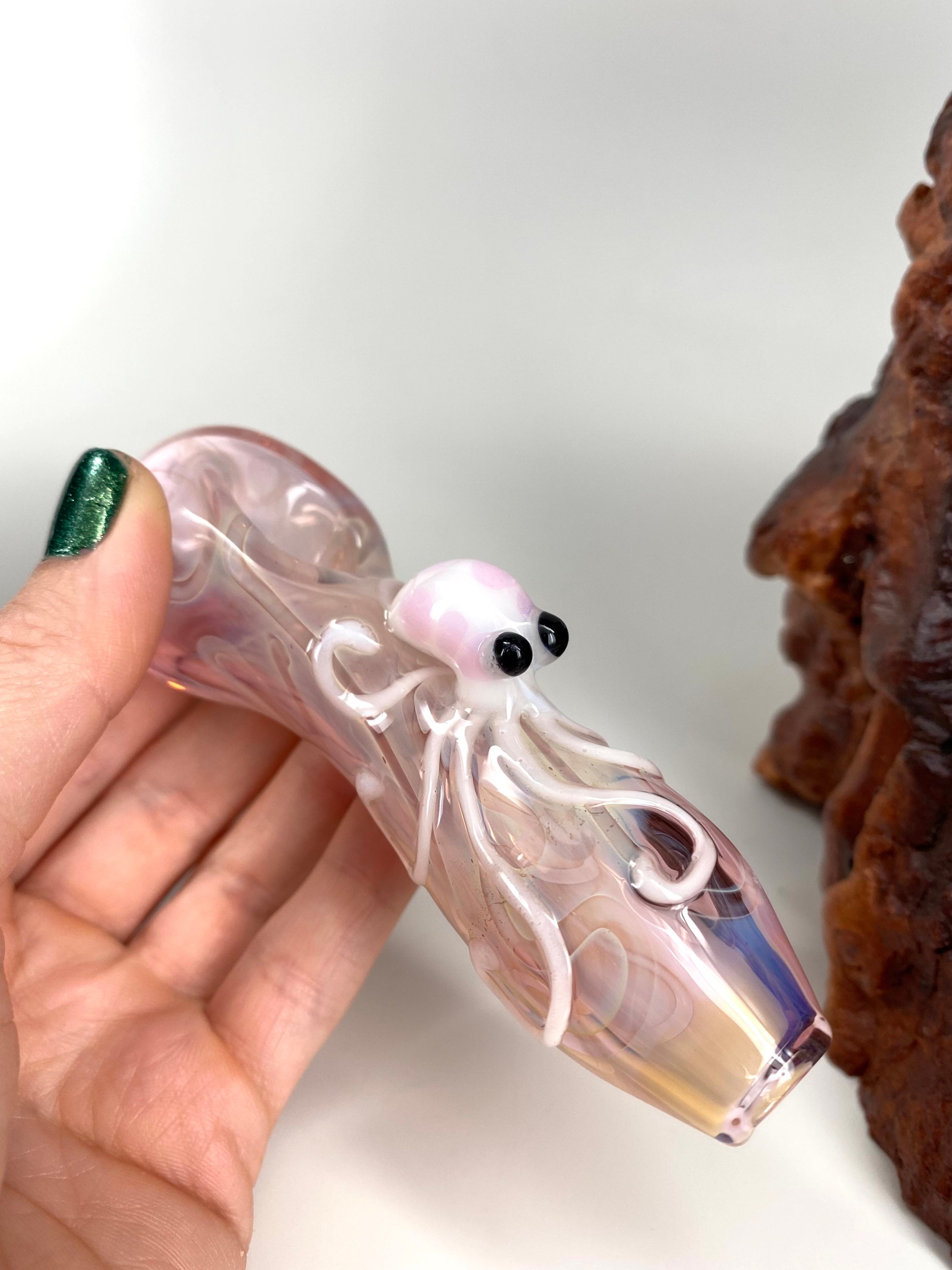 Glass Octopus Pipe Pink & White Hand Blown Smoking Pipe - Etsy
