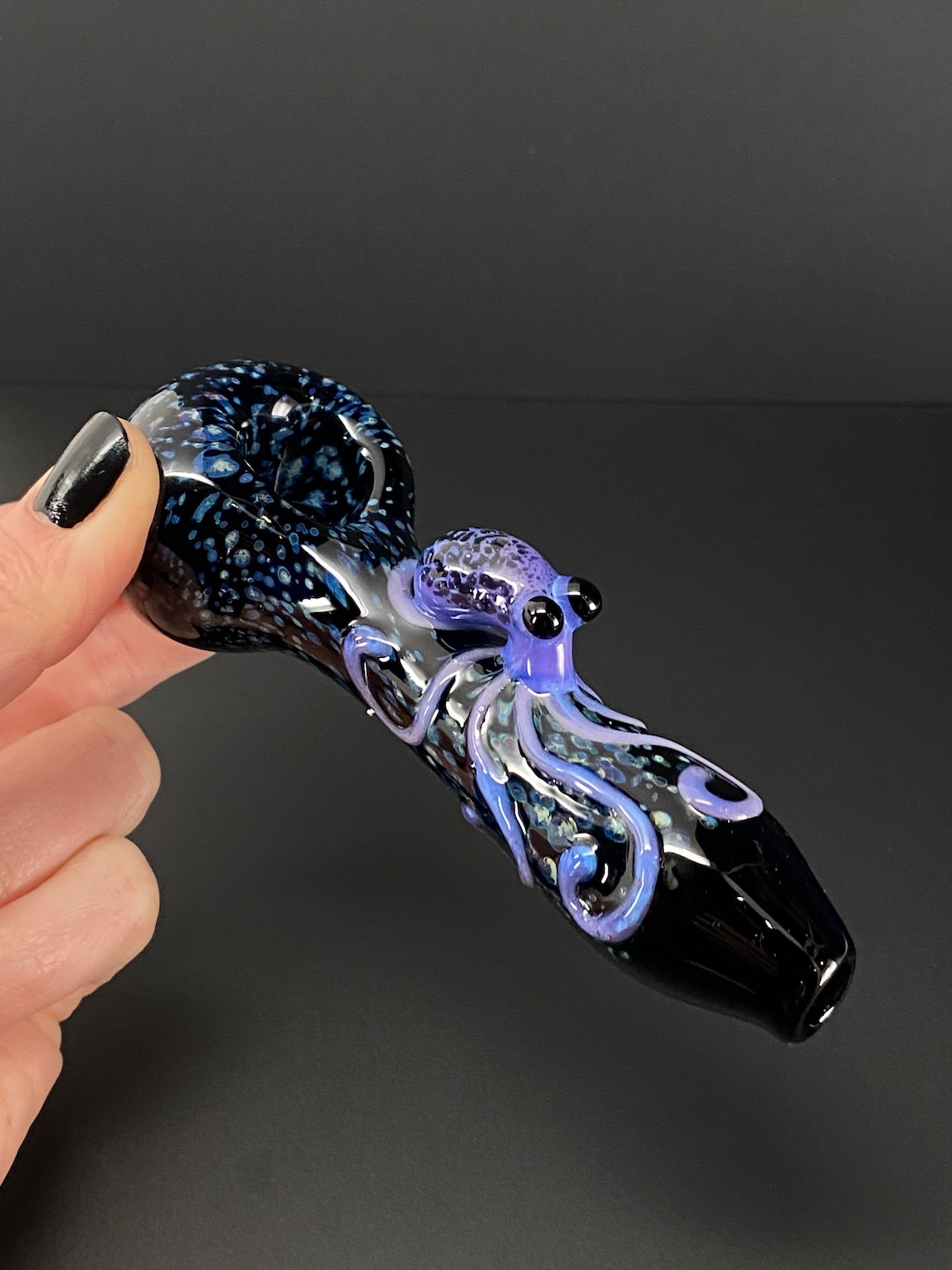 Glass Octopus Pipe - Purple & Black Hand Blown Smoking Pipe - Glass ...