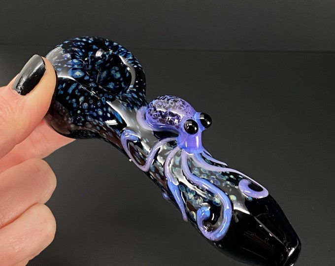 Glass Octopus Pipe - Purple & Black Hand Blown Smoking Pipe - Glass ...