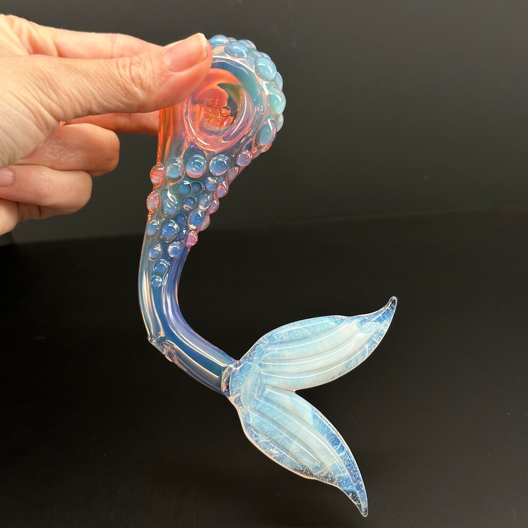 Pretty Glass Pipe Mermaid Tail Fin - Purple Hand Blown Smoking Pipe ...