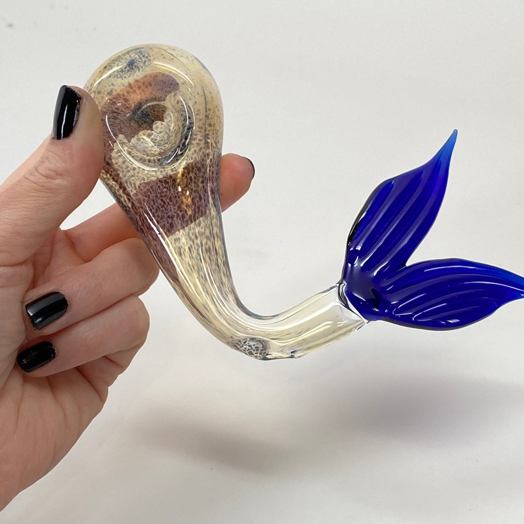 Mermaid Tail Fin Pipe Glass Color Changing Fumed - Hand Blown Smoking ...