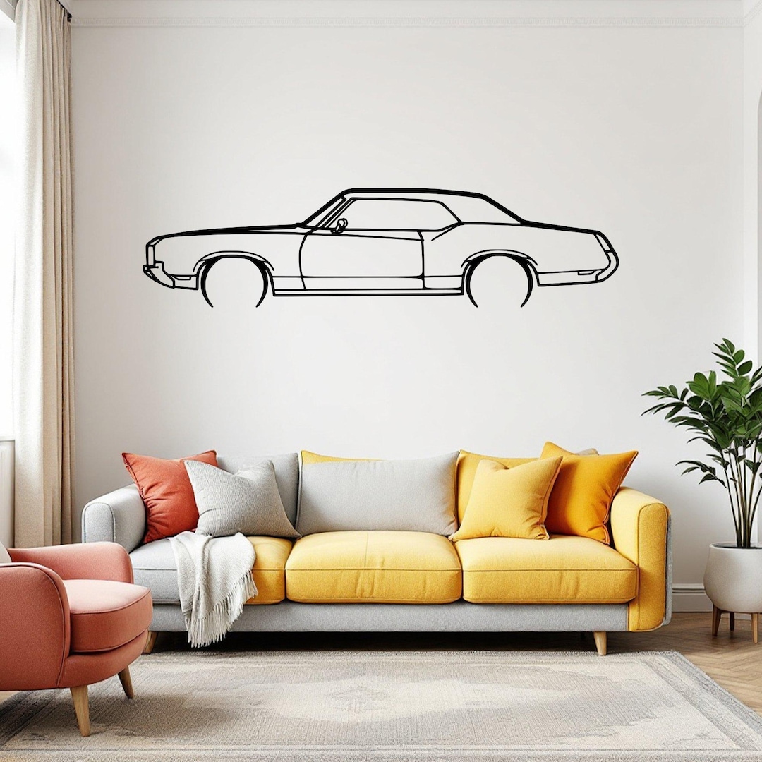 Cutlass Supreme 1971 Detailed Car Silhouette Wall Art, Metal Car Wall ...