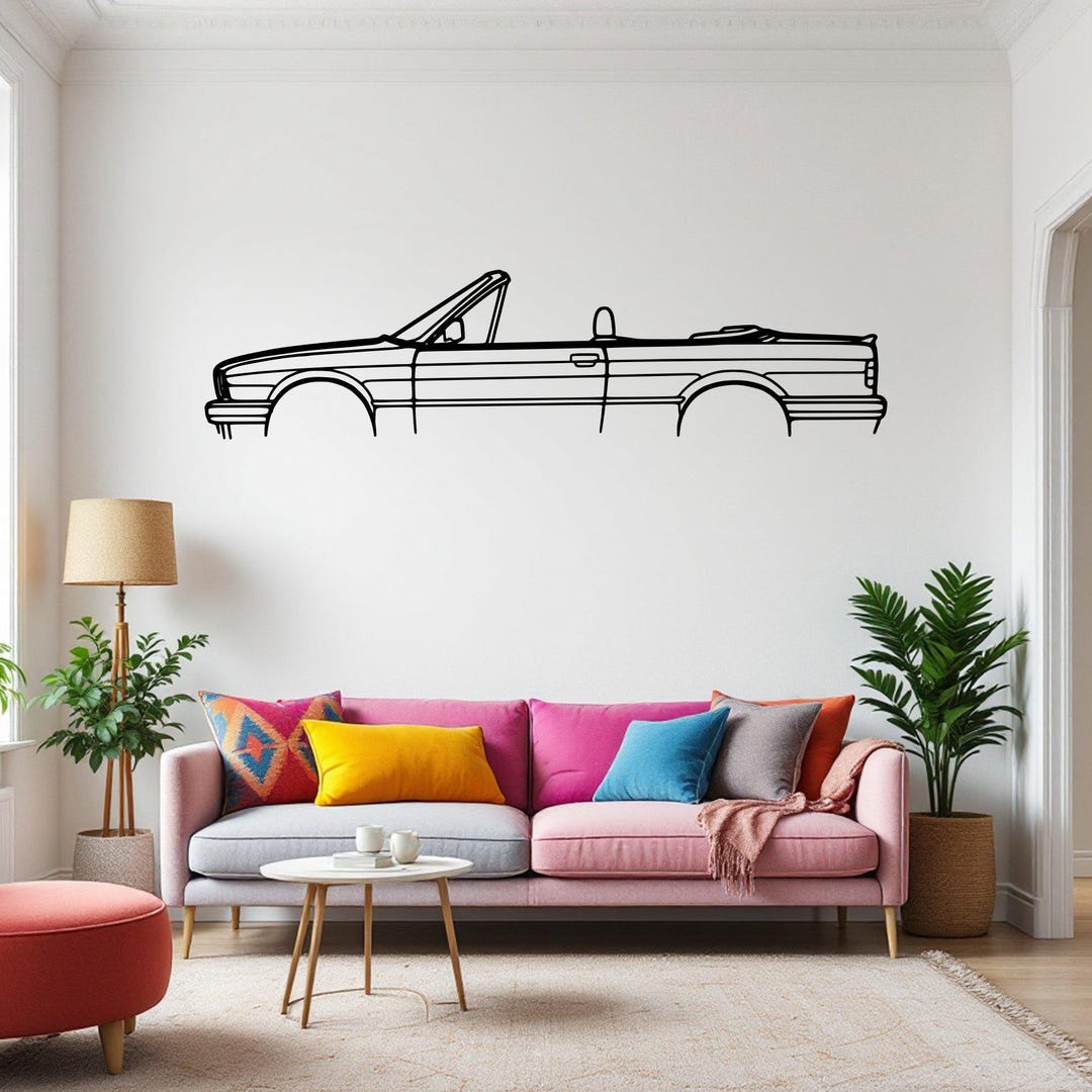 E30 325 Cabrio Car Silhouette Wall Art, Metal Car Wall Decor, Gift for Car Lovers, Car Gift for ...