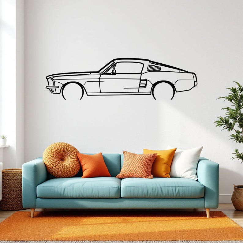 Mustang GT Fastback 390S Silhouette, Metal Car Wall Art - Etsy