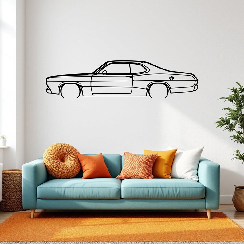 1970 Duster Car Silhouette, Metal Wall Art, Car Lover Gift - Etsy