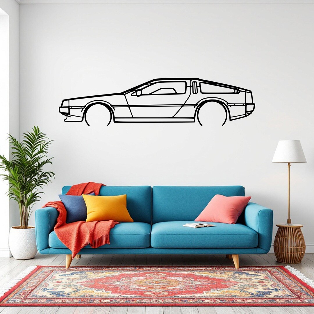Delorean Detailed Car Silhouette Wall Art, Christmas Gift, Gift for Car ...