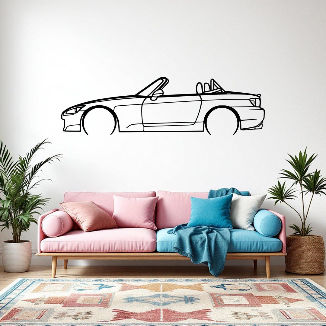 S2000 Detailed Car Silhouette Wall Art, Metal Car Wall Decor, Gift for ...
