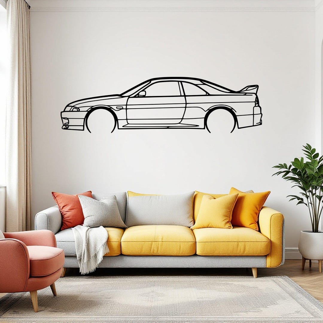 R33 GTR 1995 Detailed Car Silhouette Wall Art, Christmas Gift, Gift for ...