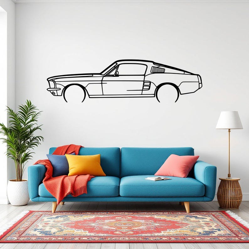 Mustang GT Fastback 390S Silhouette, Metal Car Wall Art - Etsy