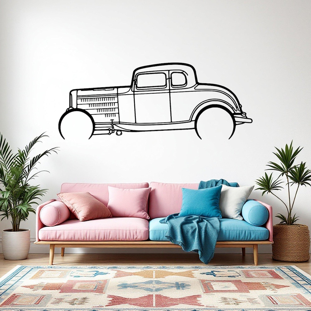 Highboy Coupe 1932 Detailed Car Silhouette Wall Art, Metal Car Wall ...
