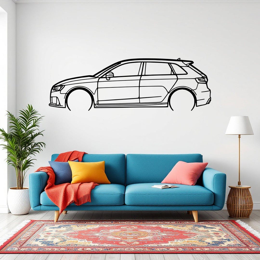 RS3 2016 Detailed Car Silhouette Wall Art, Christmas Gift, Gift for Car ...