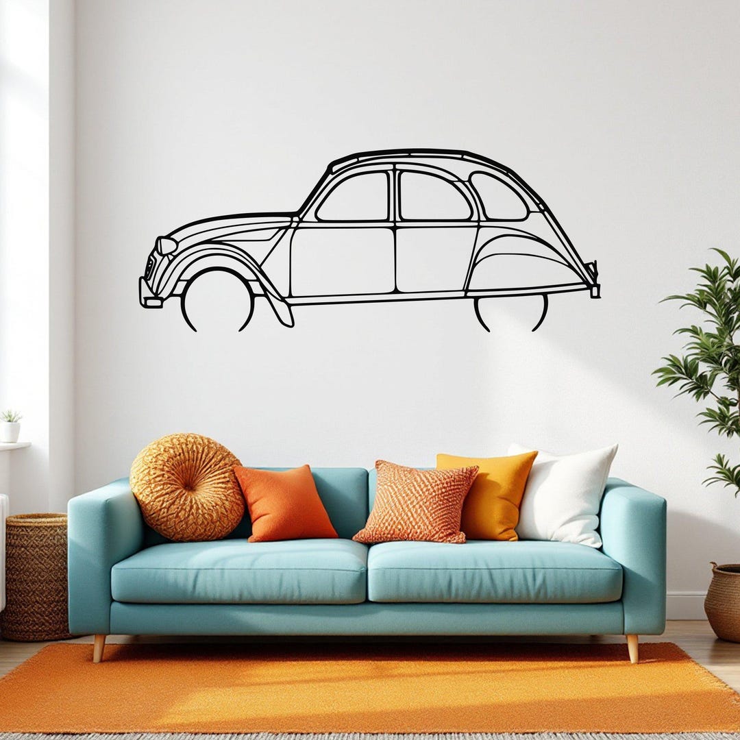 2CV 1966 Detailed Car Silhouette Wall Art, Metal Car Wall Decor, Gift ...