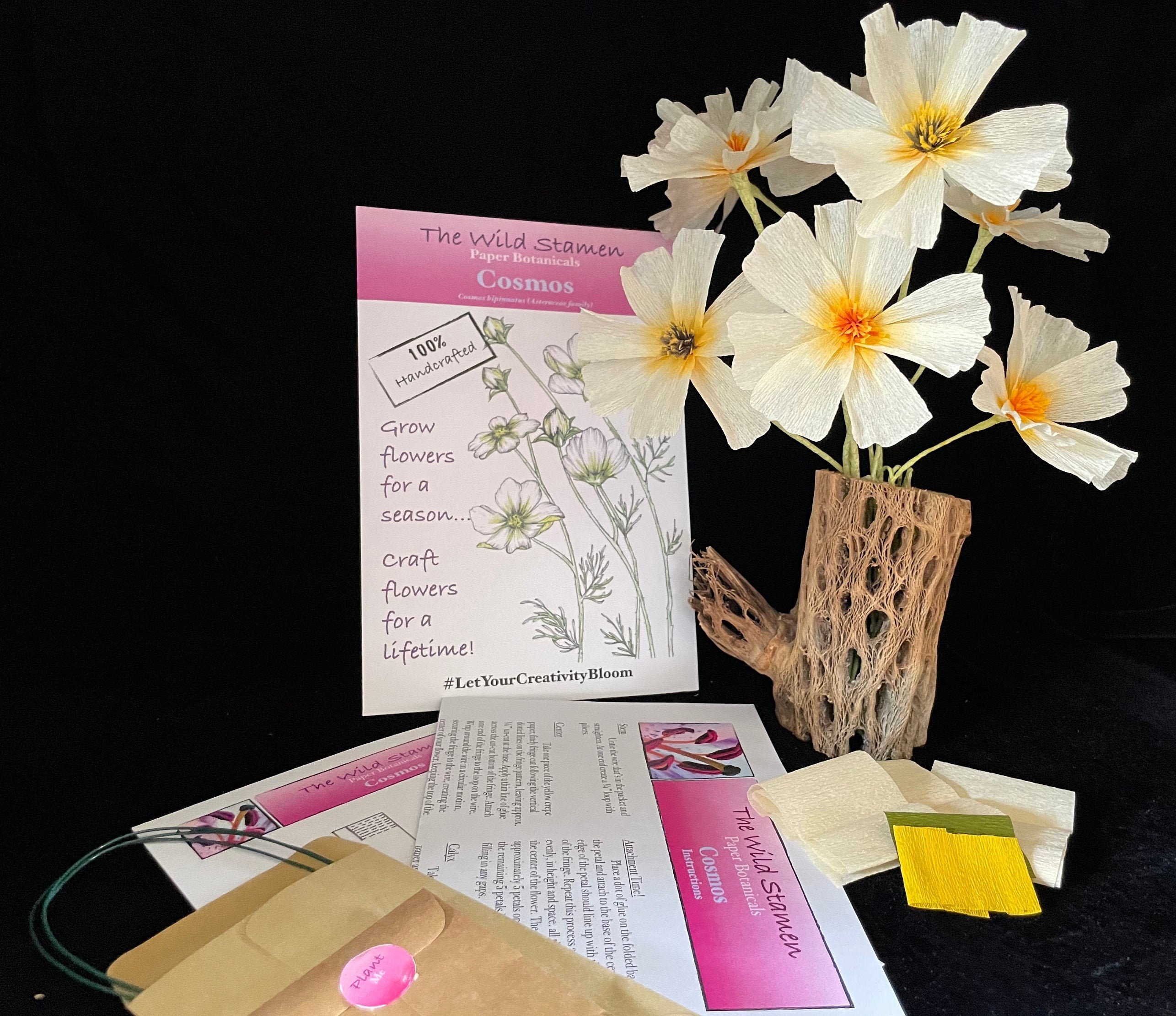 Paper Flower 'seed Packet' Kit, Cosmos, DIY Paper Flowers - Etsy