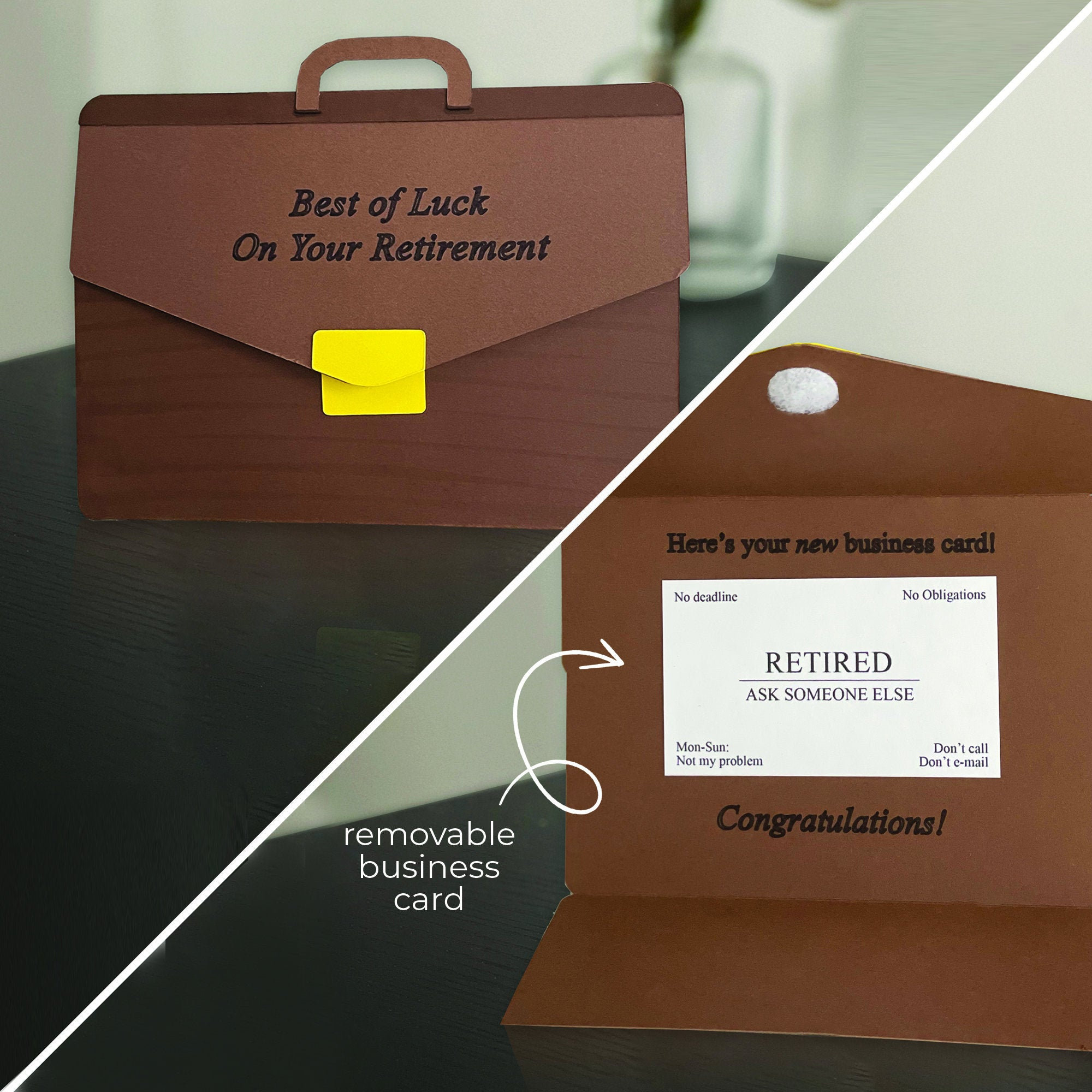 Handmade Retirement Greeting Card with Funny Business Card | Etsy