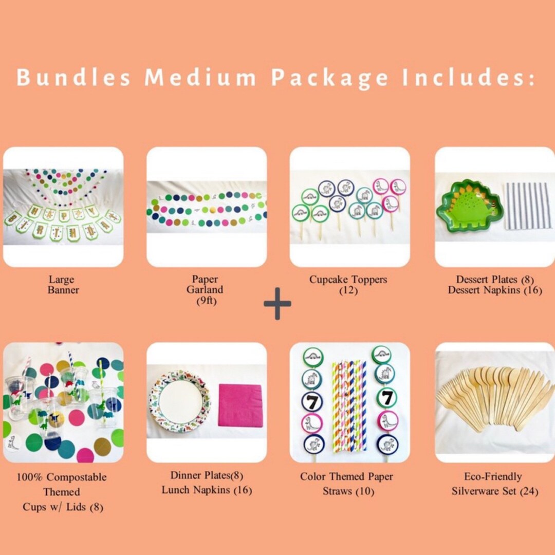 Girl Dinosaur Birthday Medium Bundle Dinosaur Mini & Complete Bundles ...