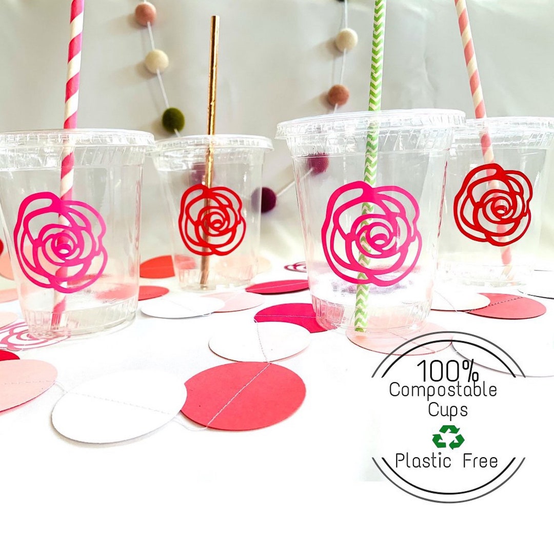 Rose Party Cups- 100% Biodegradable & Compostable. Rose Party, Rose ...