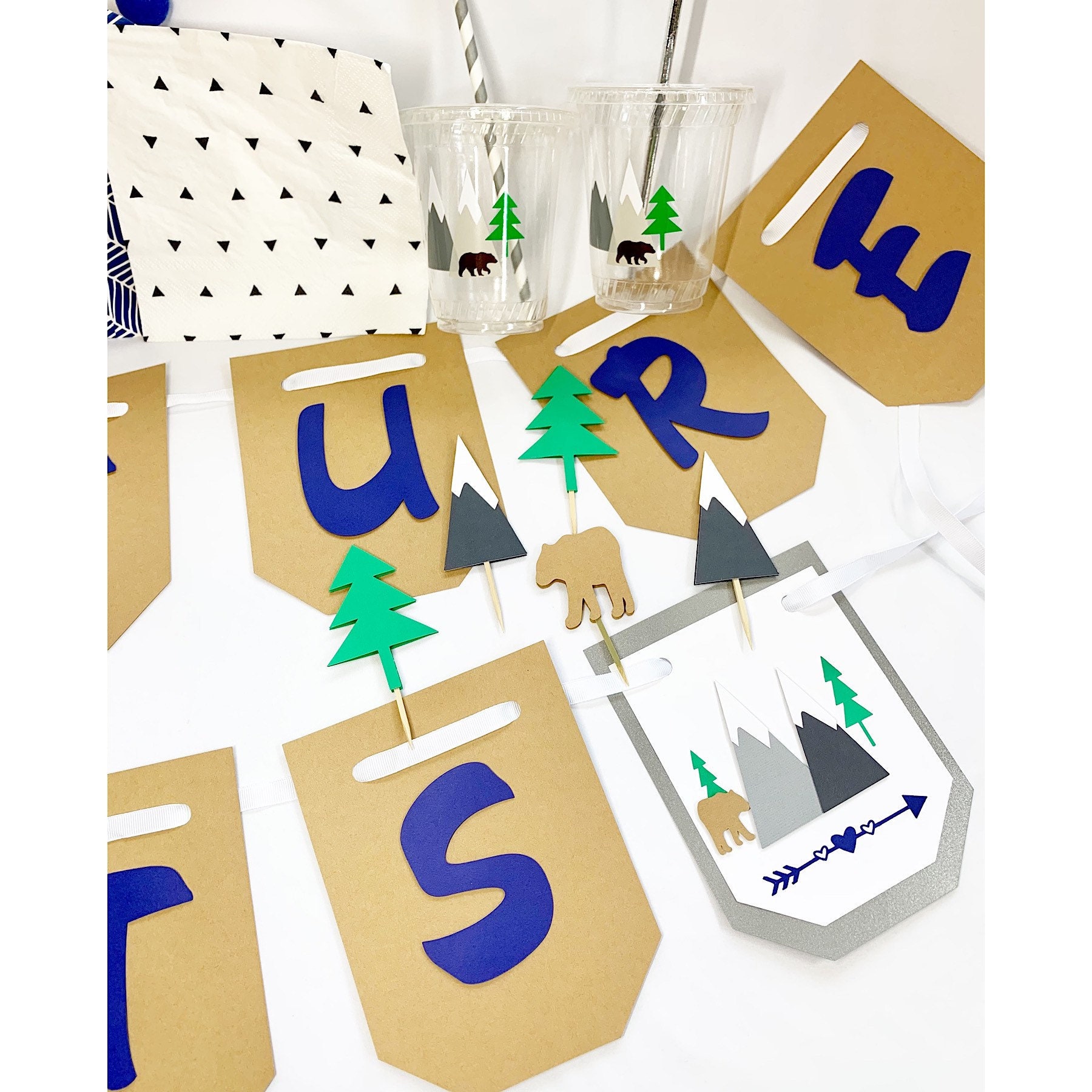 Adventure Awaits Banner Birthday Party Mountain Themed | Etsy