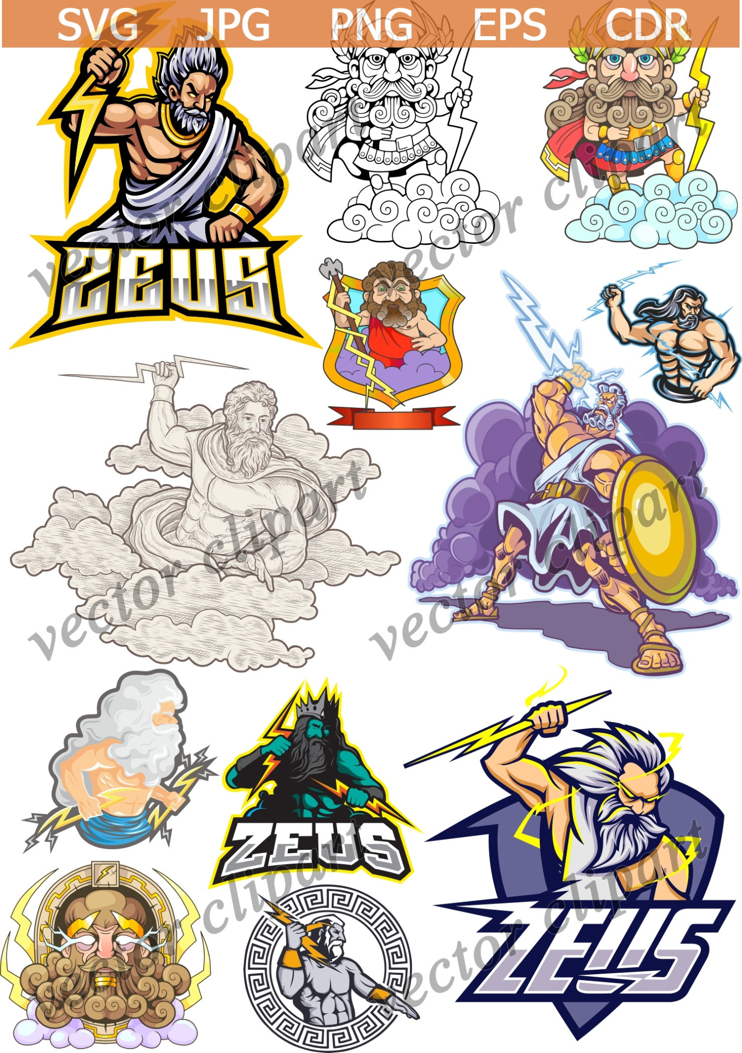 Zeus SVG Zeus clipart Zeus svg files Zeus vector | Etsy
