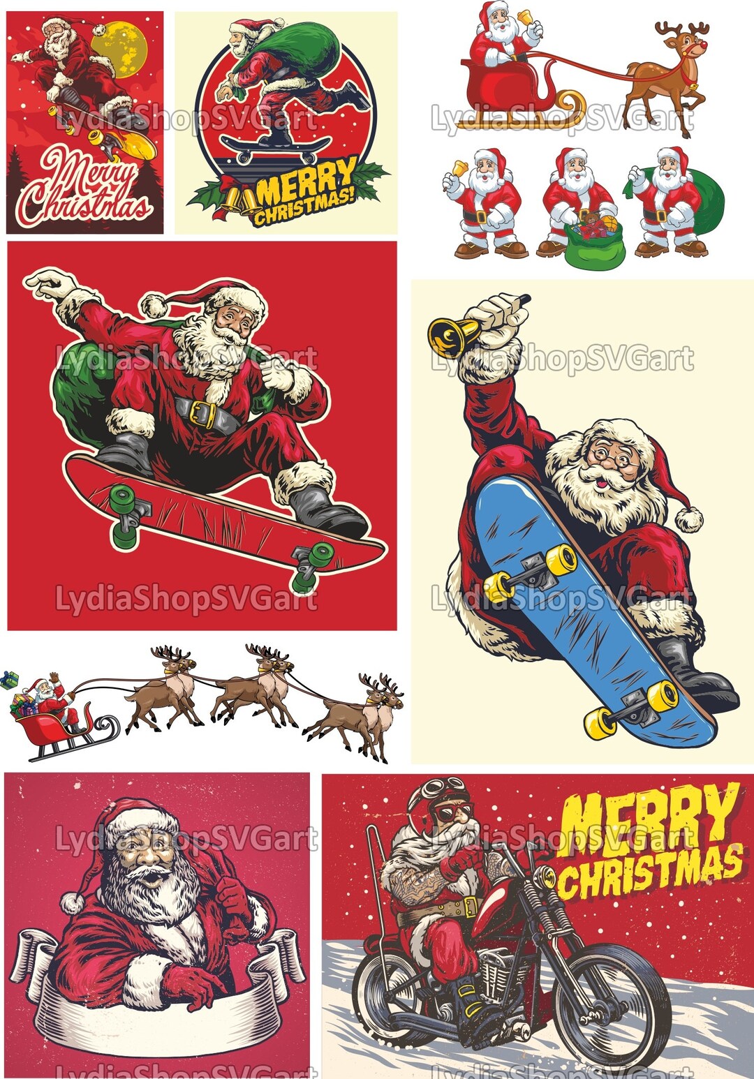 Santa Claus Clip Art Svg Christmas Clipart Graphics Digital - Etsy