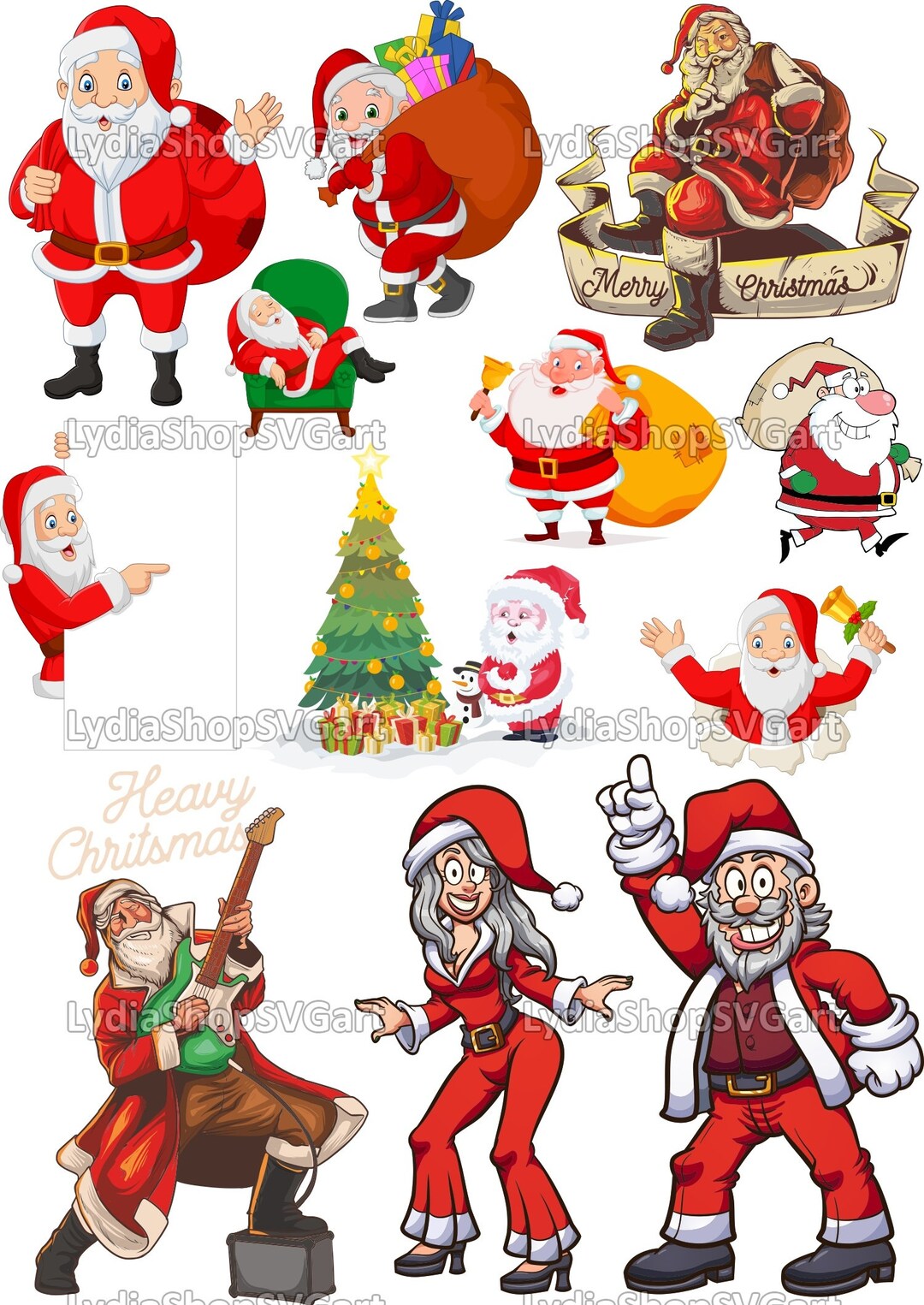Santa Claus Commercial Use, Christmas Clipart, Graphics, Digital ...