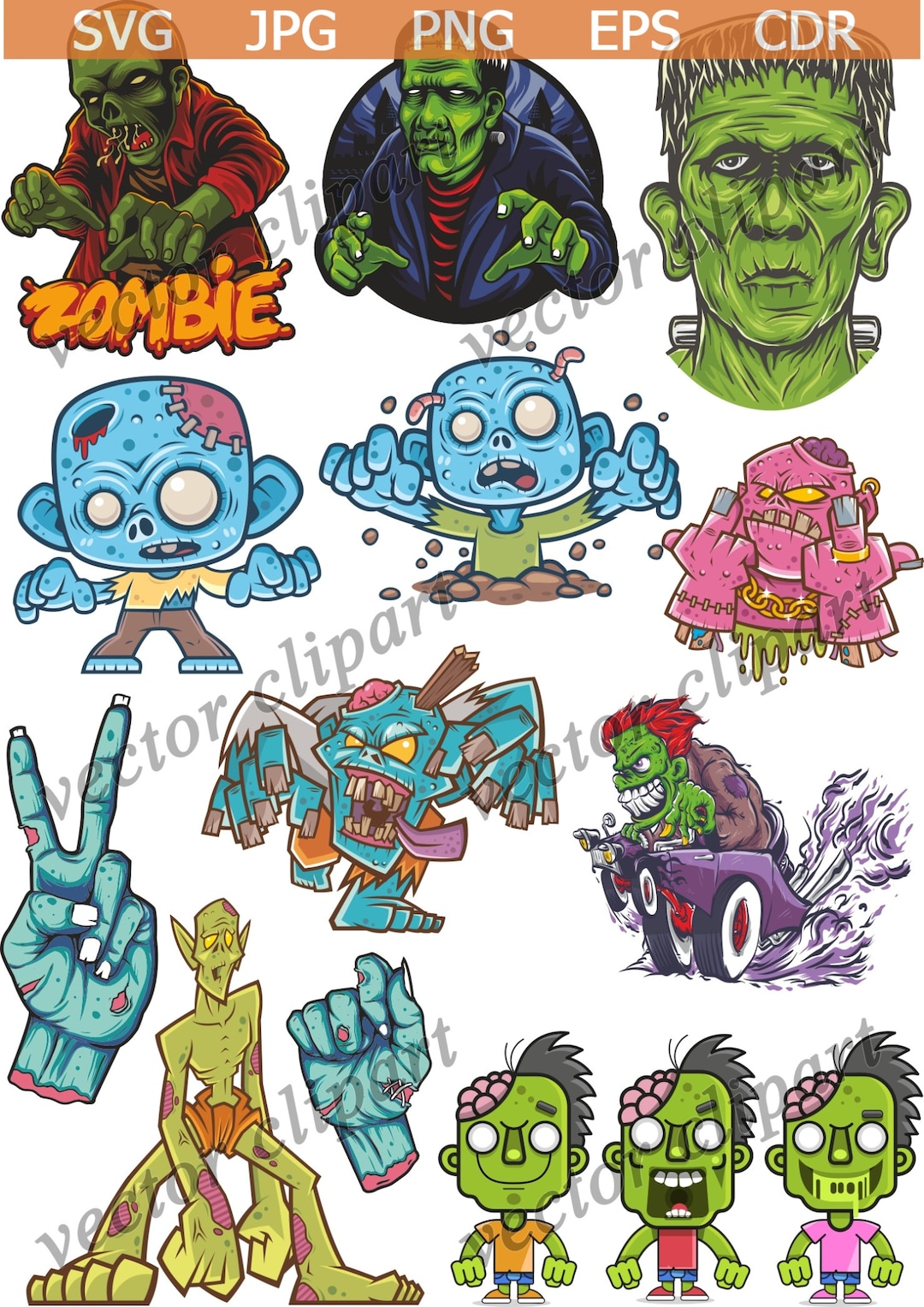 Zombie SVG Zombie Clipart Zombie Svg Bundle Zombie Vector - Etsy Australia