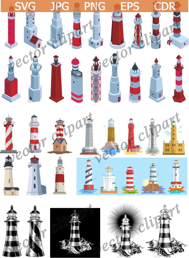 Lighthouse SVG Lighthouse Clipart Svg File Lighthouse - Etsy