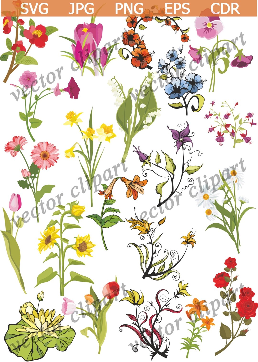 Flowers SVG, Flowers Clipart, Flowers Svg Files, Flowers Vector ...