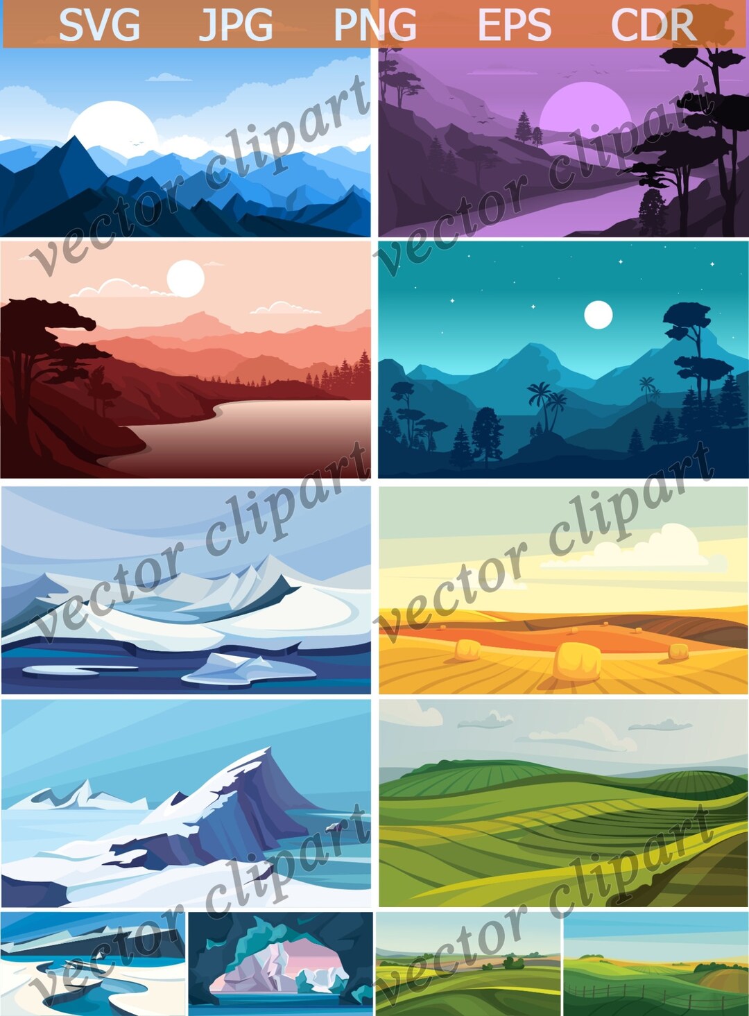 Landscape SVG, Landscape Clipart, Shirt Svg, Landscape Vector ...