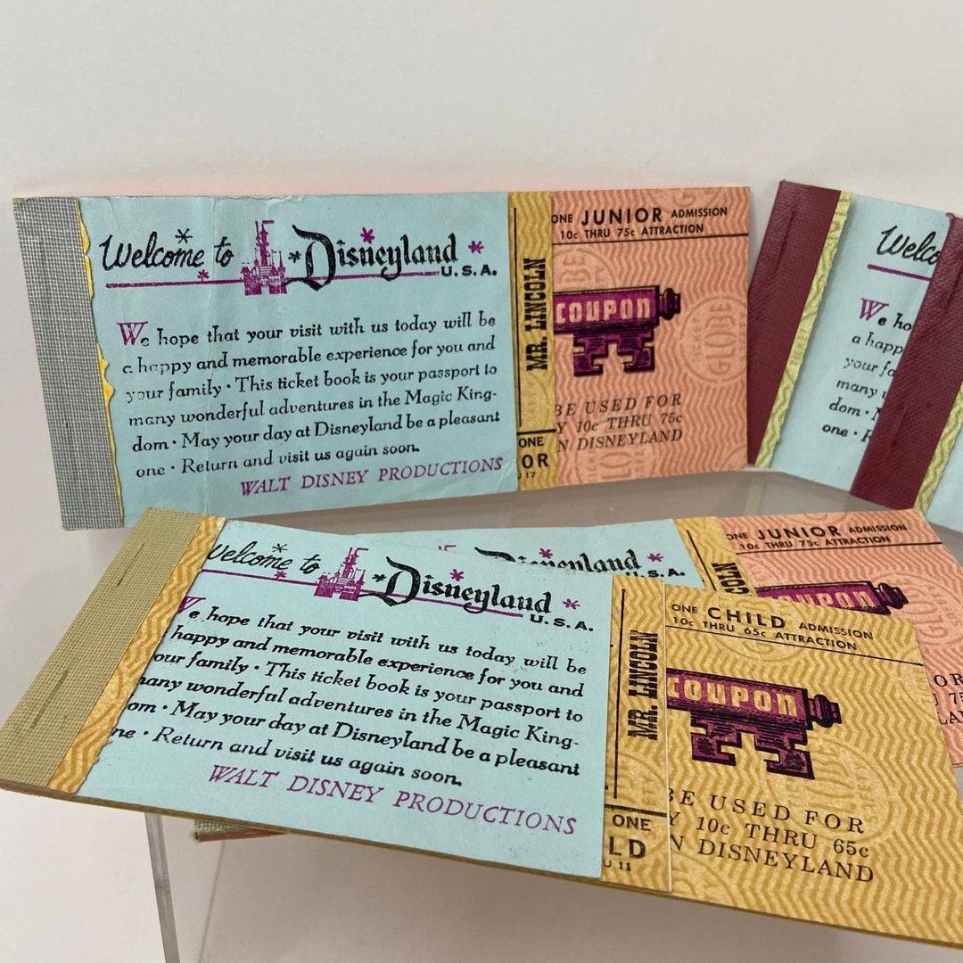 Vintage Disney Land Tickets (four) - Ticket Magic Key Books - Etsy