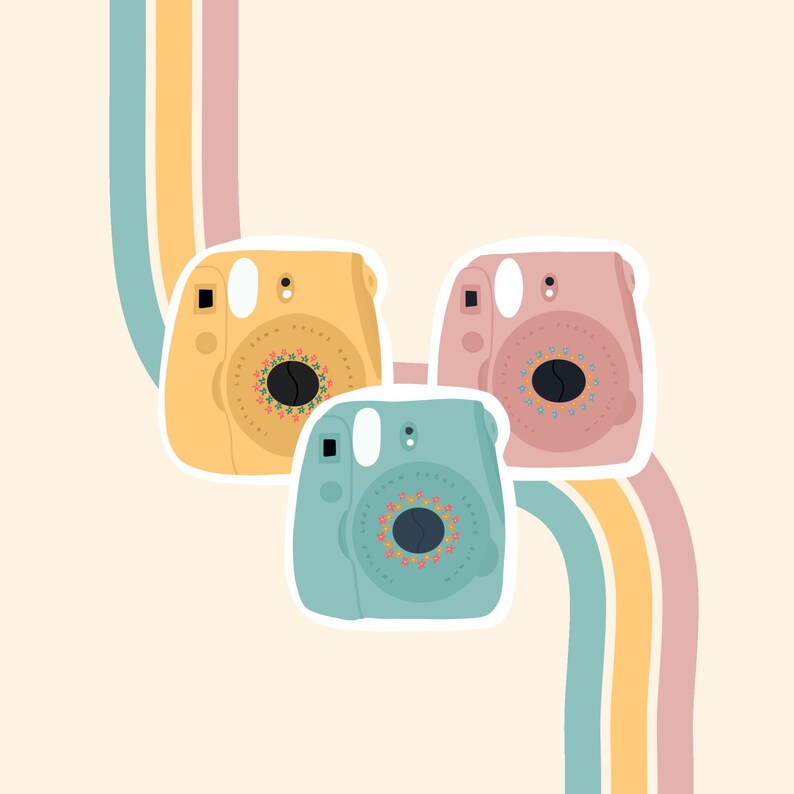 Pastel Camera Stickers Instax Camera Sticker Polaroid - Etsy
