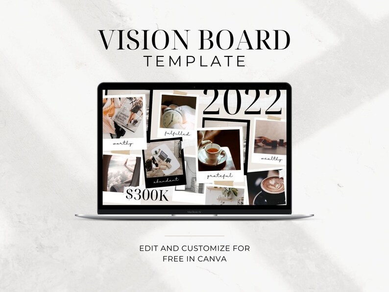 2022 Minimalist Vision Board Canva Template Manifesting Etsy