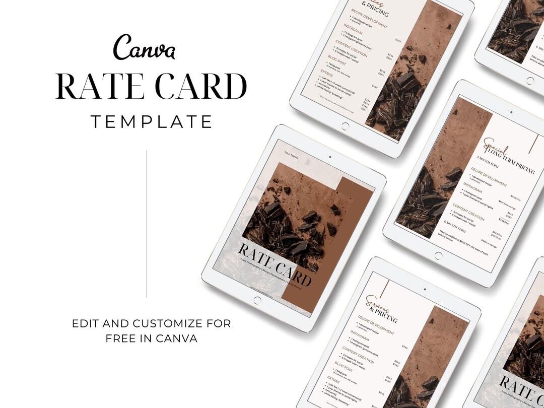 Food Blogger Rate Card / Price Sheet / Canva Template / Influencer Rate ...