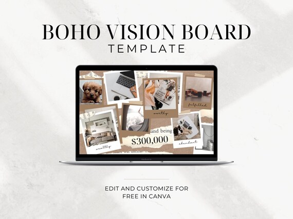 2022 Boho Vision Board / Canva Template / Manifesting Your | Etsy
