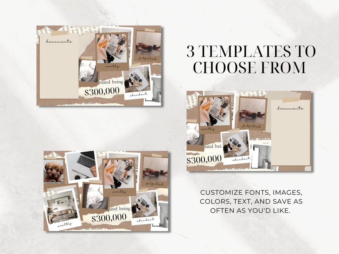 2022 Boho Vision Board / Canva Template / Manifesting Your Reality ...