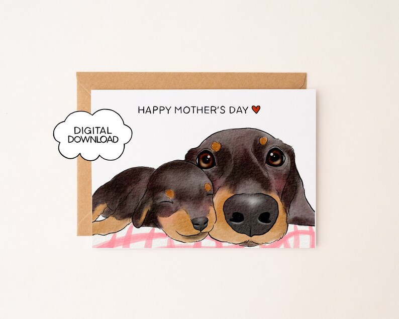 Happy Mother's Day Printable Dog Mothers Day Card, Dachshund Mothers ...