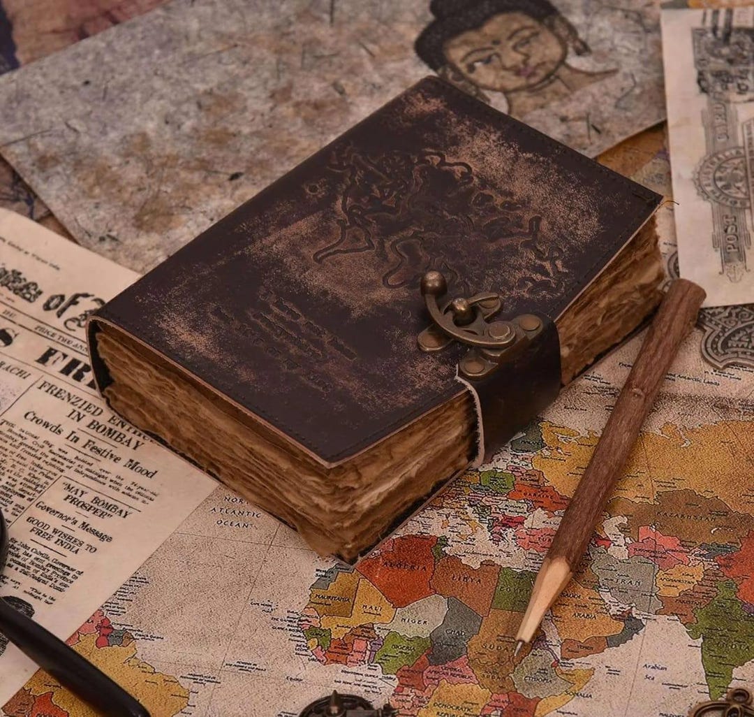 Vintage Leather Journal With 200 Antique Deckle Edge Paper and Handmade ...