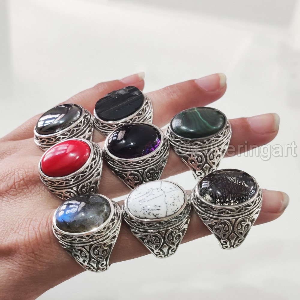Natural Gemstone Ring, Mans Ring, Arabic Turkish Ring, Heavy 925 ...