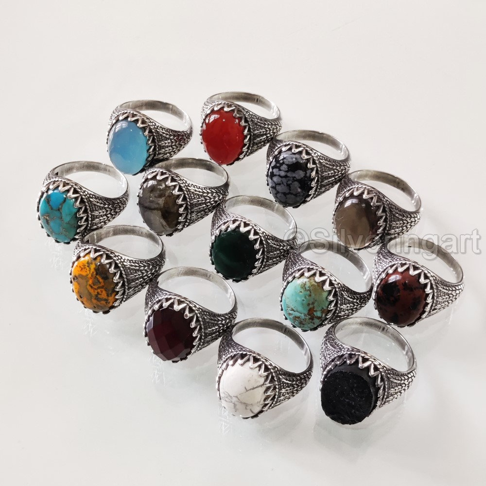 Natural Gemstone Ring, Mans Ring, Arabic Turkish Ring, Heavy 925 ...