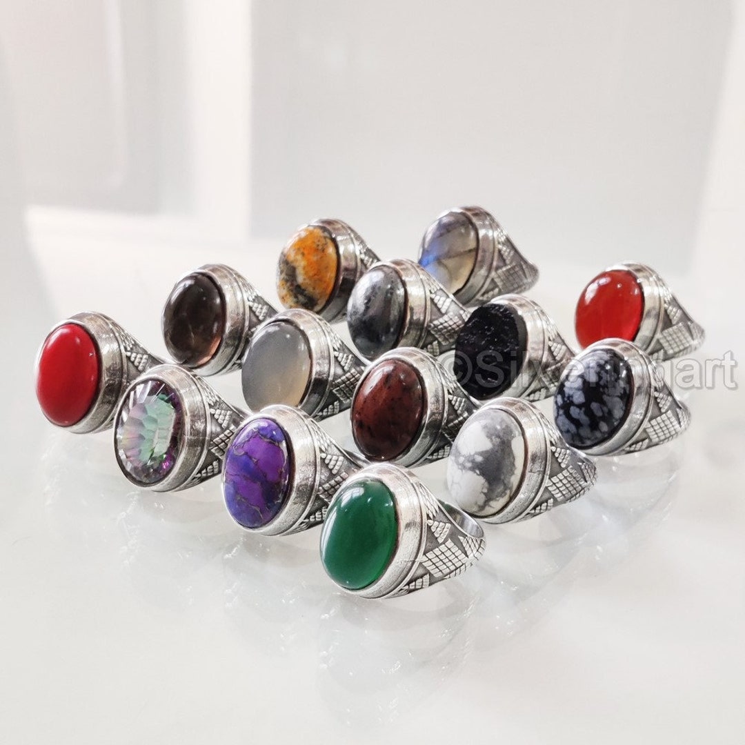 Natural Gemstone Ring, Mans Ring, Arabic Turkish Ring, Heavy 925 ...