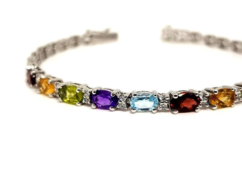 Multi Color Bracelet Silver Bracelet 925 Sterling Silver - Etsy