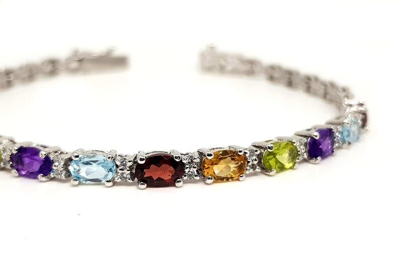 Multi Color Bracelet Silver Bracelet 925 Sterling Silver - Etsy