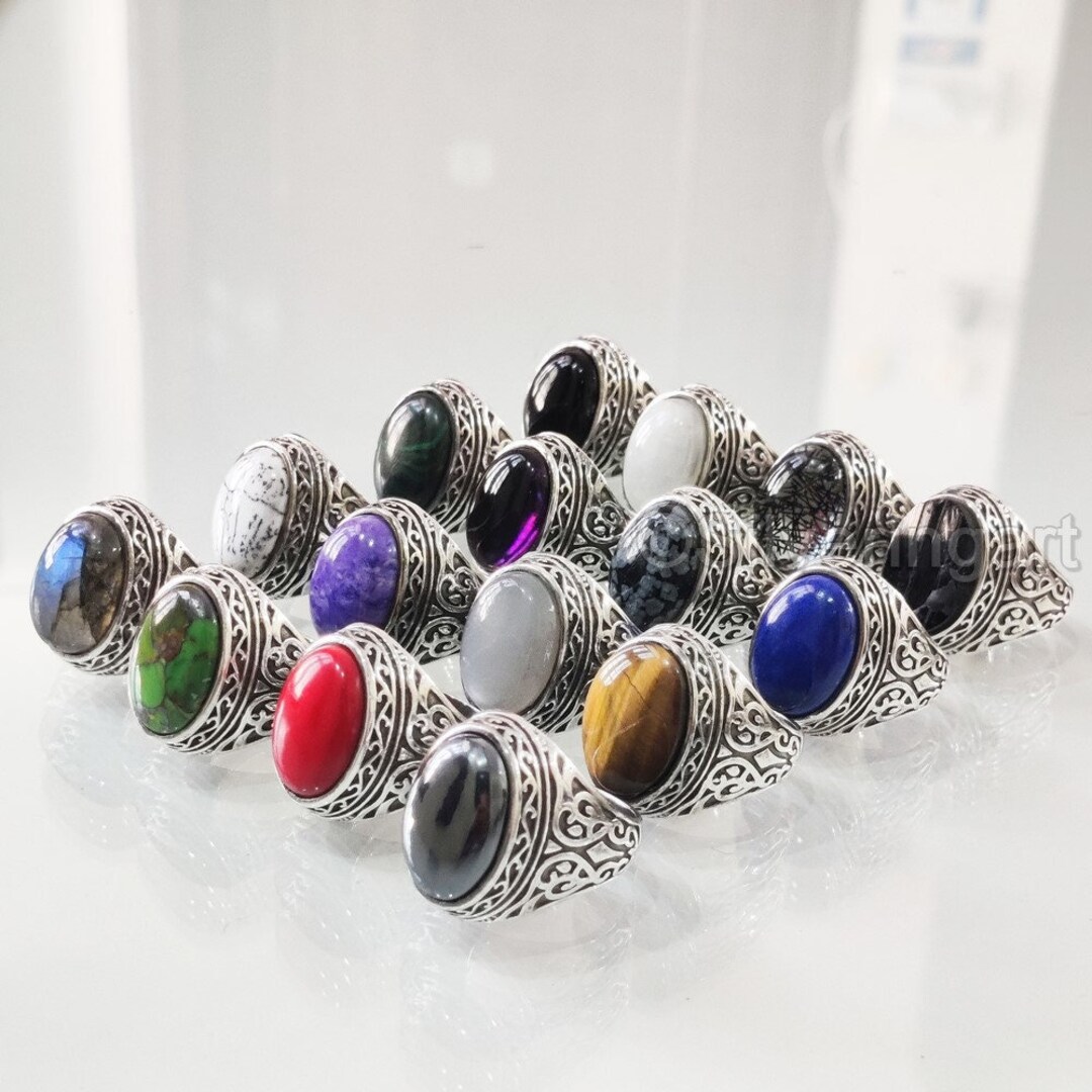 Natural Gemstone Ring, Mans Ring, Arabic Turkish Ring, Heavy 925 ...