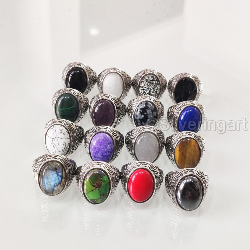 Natural Gemstone Ring, Mans Ring, Arabic Turkish Ring, Heavy 925 ...