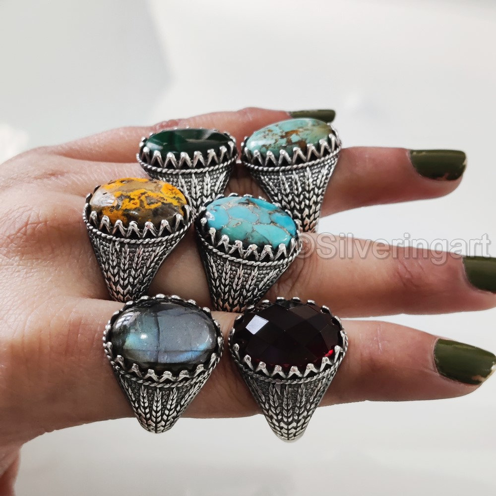 Natural Gemstone Ring, Mans Ring, Arabic Turkish Ring, Heavy 925 ...