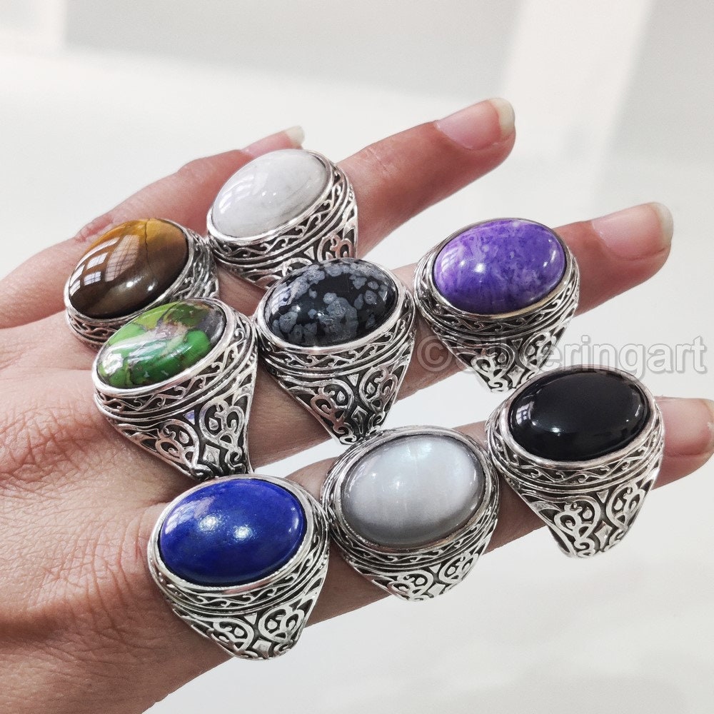 Natural Gemstone Ring, Mans Ring, Arabic Turkish Ring, Heavy 925 ...