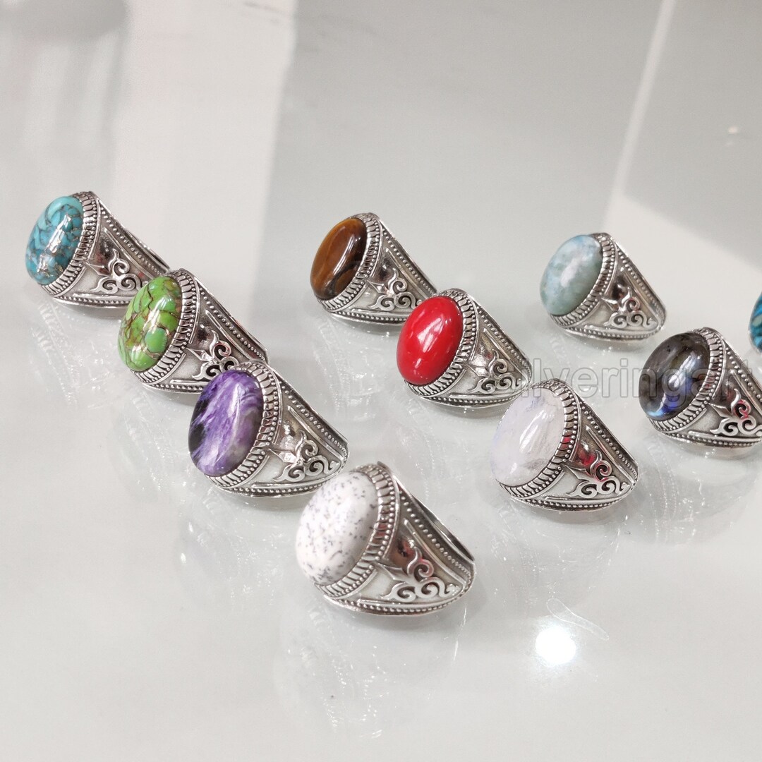 Natural Gemstone Ring, Mans Ring, Arabic Turkish Ring, Heavy 925 ...