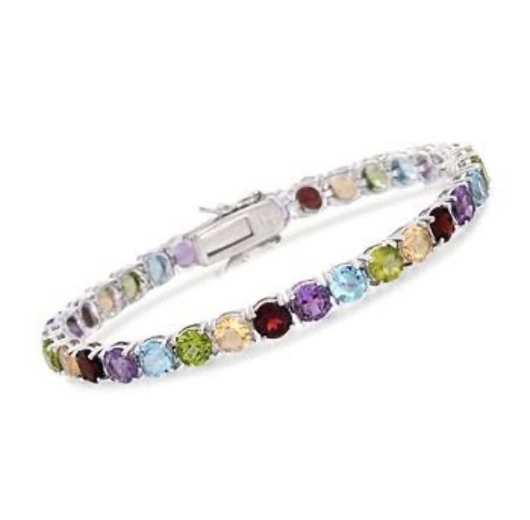 Multi Color Bracelet, Silver Bracelet, 925 Sterling Silver Multi ...