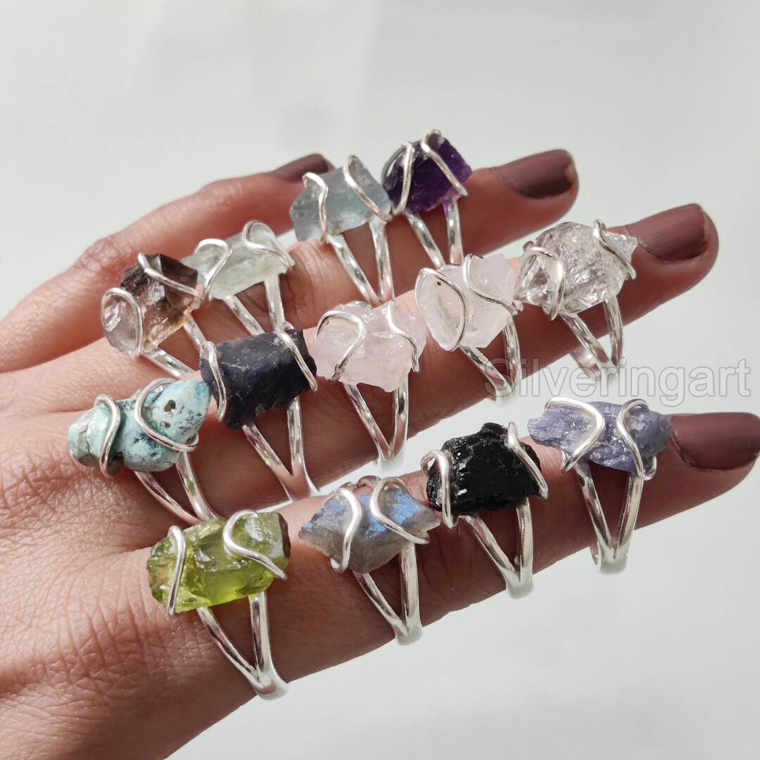 Natural Gemstone Ring, Womens Ring, Bohemian Ring, Solid 925 Sterling ...